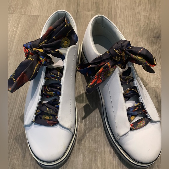 Zara | Shoes | Zara White Sneakers With Ribbon Womens Size Eu 4 | Poshmark